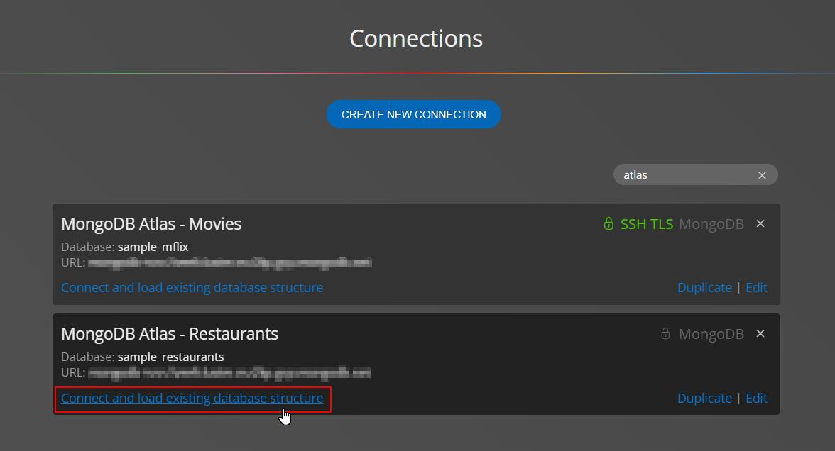 Visualization of existing MongoDB databases