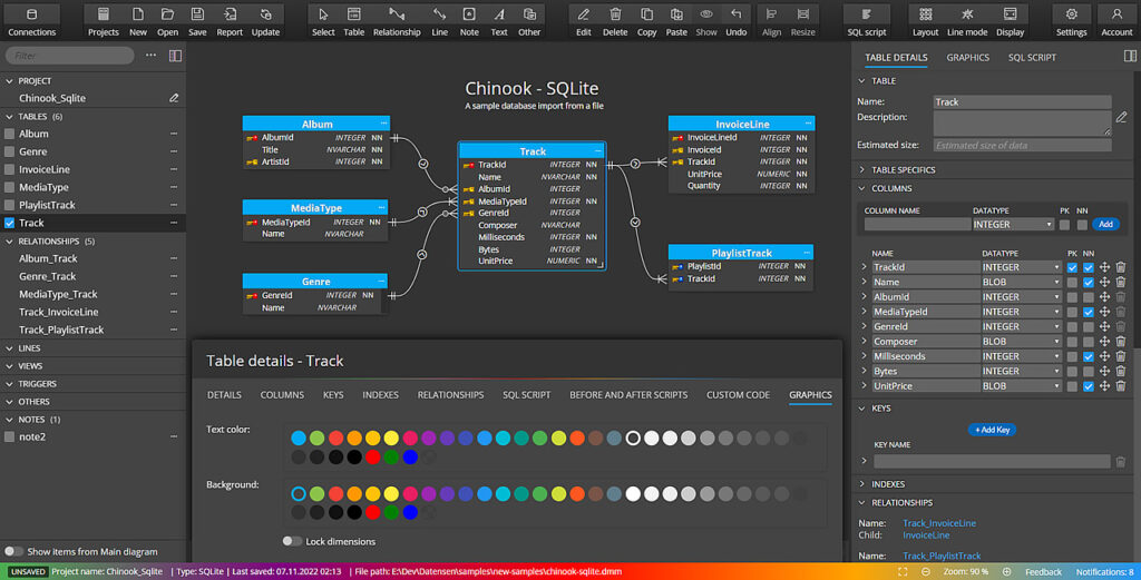 ERD creator for SQLite - Luna Modeler
