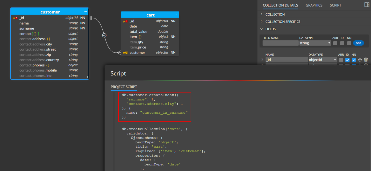 MongoDB Indexes in Moon Modeler | Schema Design Tool