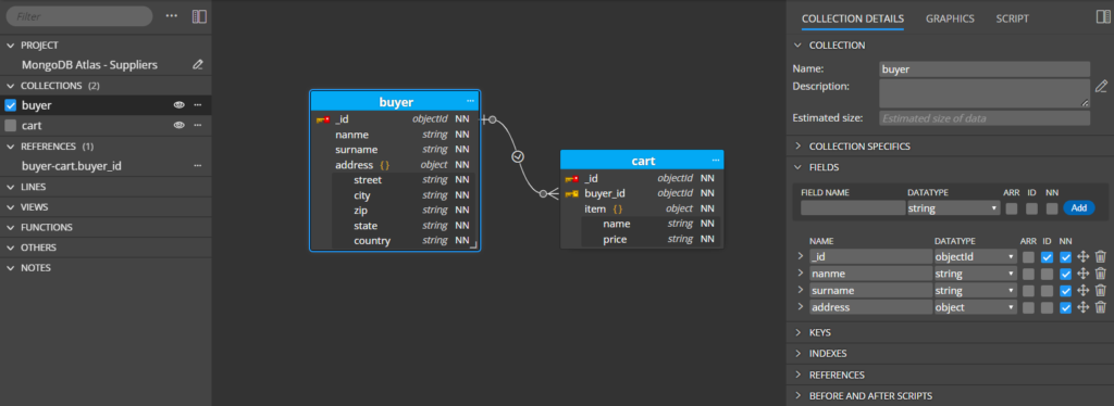 Visualization of existing MongoDB databases | Moon Modeler