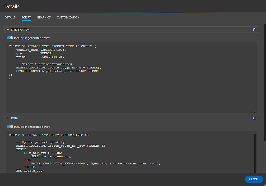 Oracle Types | Type Specification and Type Body
