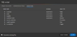 Generating SQL script for MySQL