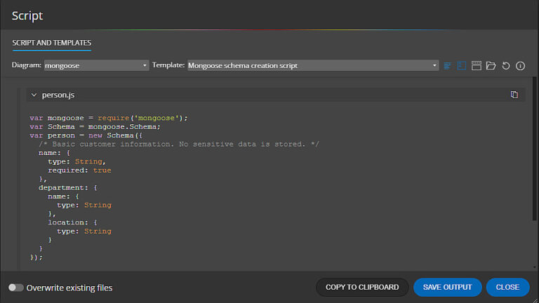Mongoose ODM Schema Design | Diagram | Moon Modeler